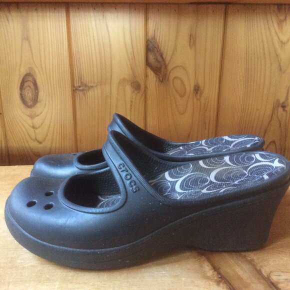 CROCS | Shoes | Crocs Frances Mary Jane Black Mule Clog Slipon Comfort ...